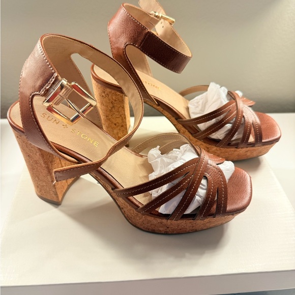 Sun + Stone | Shoes | Sun Stone Brown Platform Heels 75 | Poshmark